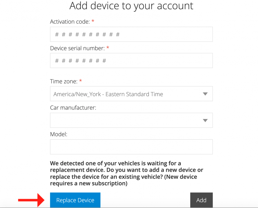 Replace your Current Device with a New Device - CarLock